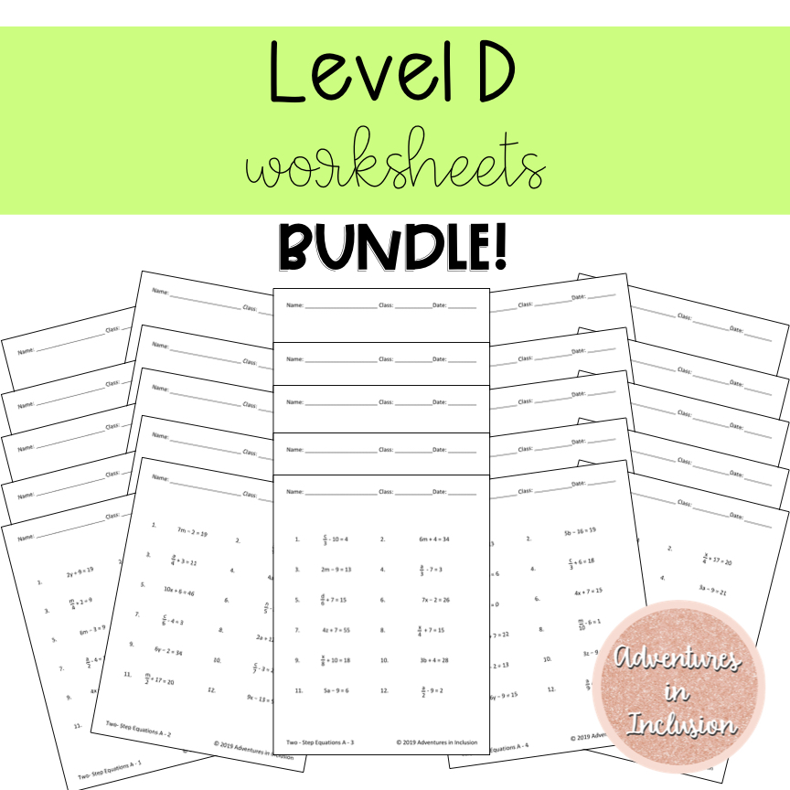 Differentiated Worksheets - Adventures in Inclusion